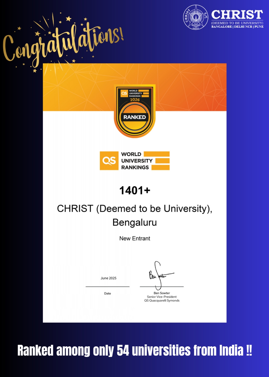 CHRIST (Deemed to be University), Bengaluru - 560029